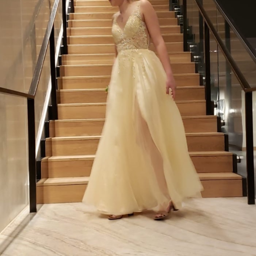 Pale Yellow Long Prom Dress! - Gem